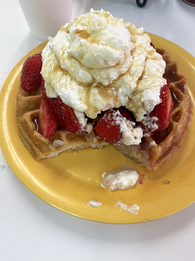 Waffle architecture supporting strawberry neighborhoods and whipped cream skyscrapers. A breakfast metropolis worth exploring bite by bite.