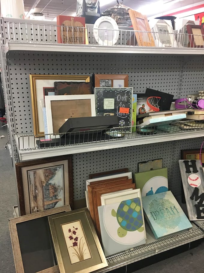 Wall art and frames cluster together, ready to transform blank walls into conversation starters.