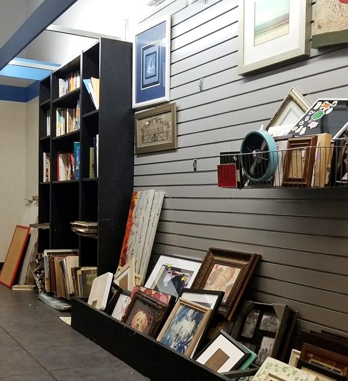 Wall art roulette! From inspirational quotes to abstract splashes, someone's redecorating project becomes your living room's conversation piece.