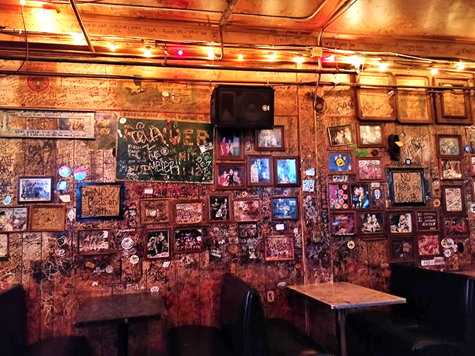 Every inch of wall tells a story, like your uncle's garage but with better lighting.