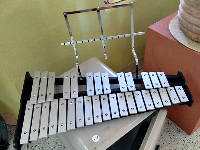 Musical instruments waiting to unleash hidden talents or provide the soundtrack to neighborhood talent shows.