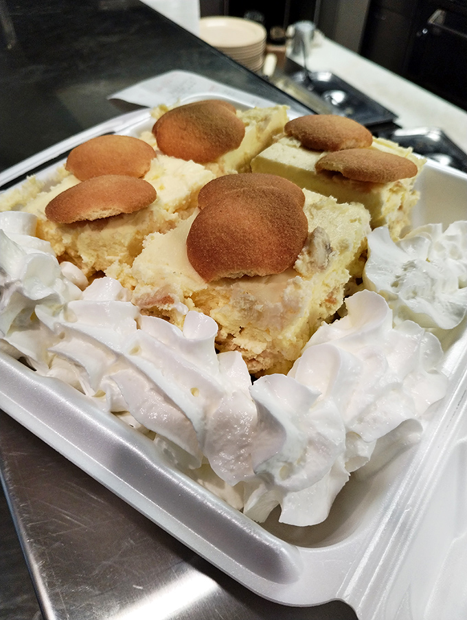 Banana pudding that would make your Southern grandmother nod in approval. Comfort in a cup, topped with vanilla wafers.