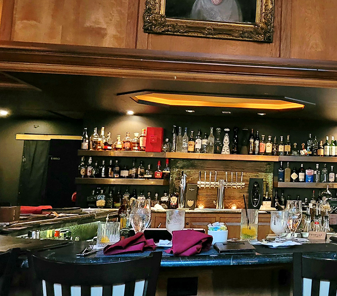 The bar area&mdash;where spirits meet spirits, and the selection rivals your coolest friend's liquor cabinet, only with better lighting.