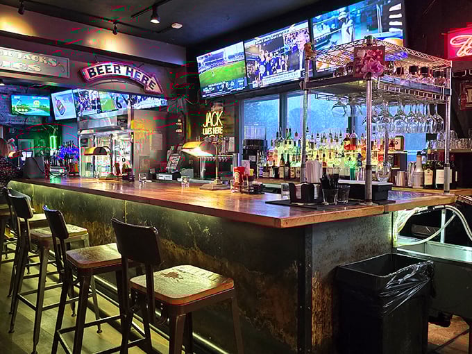 The bar isn't just serving drinks&mdash;it's serving community. Multiple screens ensure no one misses a play while debating the merits of craft beer.