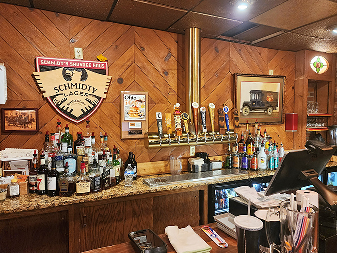 A bar stocked with enough German beer to make you fluent in Deutsch by closing time. That wood paneling has absorbed decades of laughter and "Prost!" toasts.