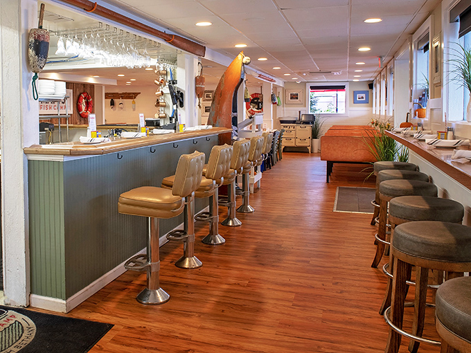 The bar area &ndash; where seafood stories are exchanged, local beers flow, and strangers become friends over shared love of butter-dipped goodness.