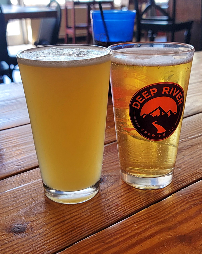 Local craft beer—because after a religious BBQ experience, you need something worthy for the communion. Perfect amber clarity.