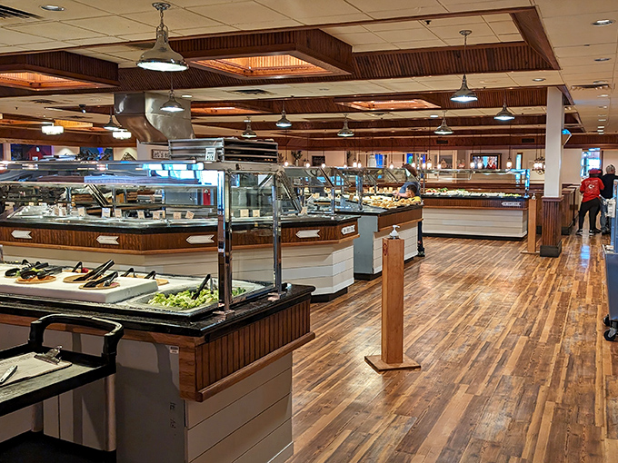 The buffet stations stretch before you like the promised land&mdash;gleaming under perfectly positioned lighting, beckoning you to explore every corner.