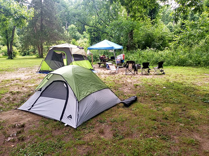 Camping at Lums Pond&mdash;where "roughing it" still includes being just steps away from modern bathrooms. Nature with a safety net.
