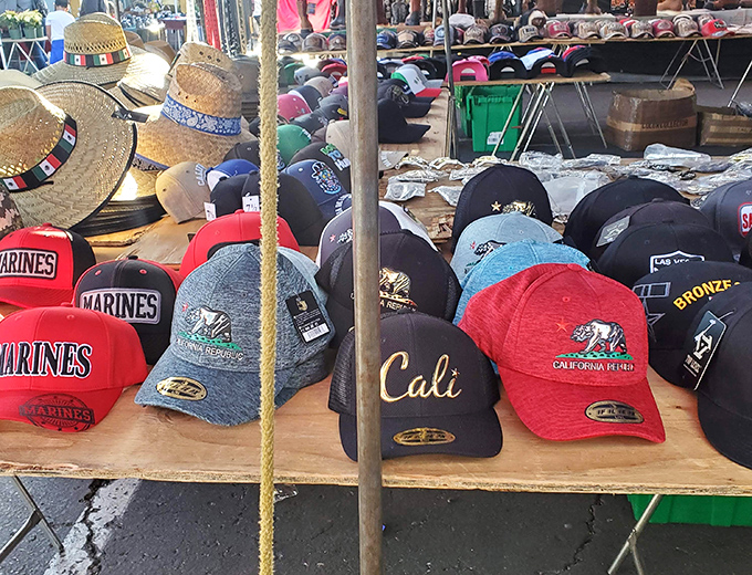 Head-topping identity statements! From military pride to California love, these caps offer both shade from the sun and a billboard for personal expression.