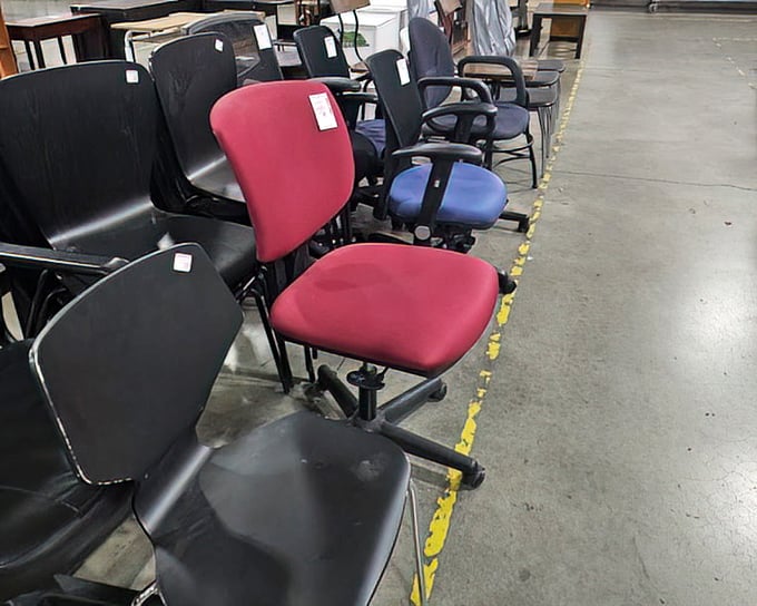 The chair convention&mdash;where every seat has a vote and that pop of red is clearly running for office.