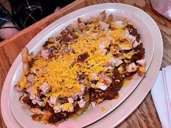 Loaded fries that laugh in the face of moderation. When cheese, chili and potatoes get together, magic happens.