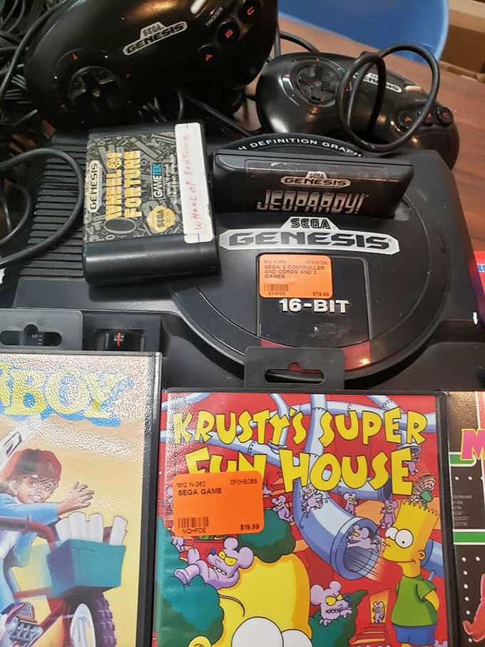 Gaming nostalgia alert! Sega Genesis consoles and Simpsons games&mdash;because sometimes you need to show your kids how you entertained yourself before smartphones.
