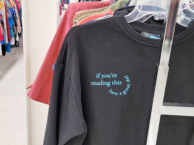 That sweatshirt's message speaks directly to your soul while costing less than the book you're currently reading.