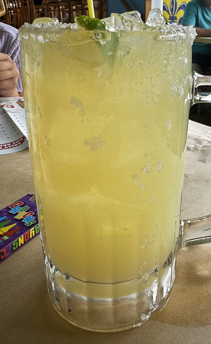 A margarita so generously sized it should come with its own lifeguard. The perfect companion for seafood and sunset-watching.