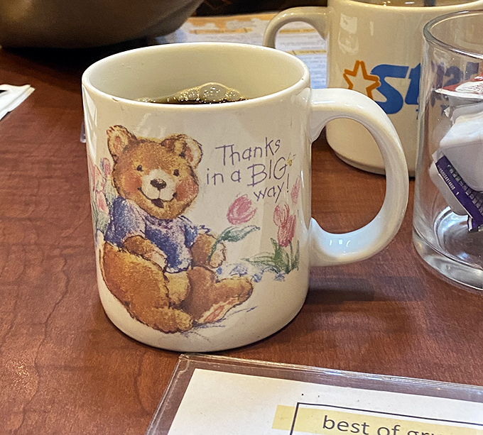Even the coffee mugs have personality at Grumpy's. That bear might be saying "Thanks in a BIG way," but your taste buds will be the ones truly grateful.