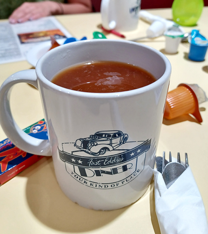 That coffee mug says it all: "Your Kind of Place." In a world of fancy pour-overs, sometimes a straightforward diner brew hits the spot perfectly.