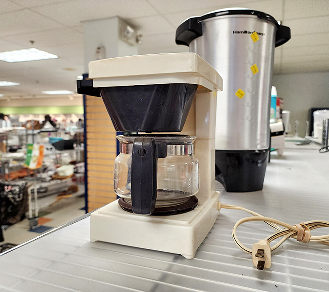 That vintage coffee maker might brew more slowly than your Keurig, but it comes with free nostalgia and zero plastic waste.