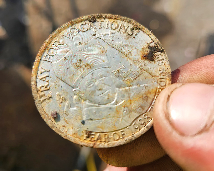 History in your hand! Tarnished treasures like this old coin tell stories of past pockets and forgotten collections waiting to be rediscovered.