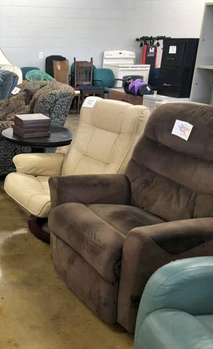 Recliners with stories to tell. That perfect "dad chair" costs less than dinner for two and comes with built-in nap potential.