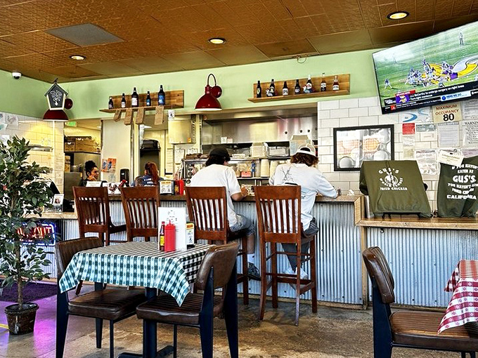 Where chicken dreams come true. The open kitchen design means you can watch your future meal being prepared while salivating appropriately.