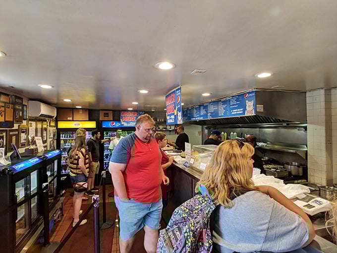 The lunch rush in full swing—a beautiful choreography of ordering, cooking, and eating that's been perfected since the Roosevelt administration.