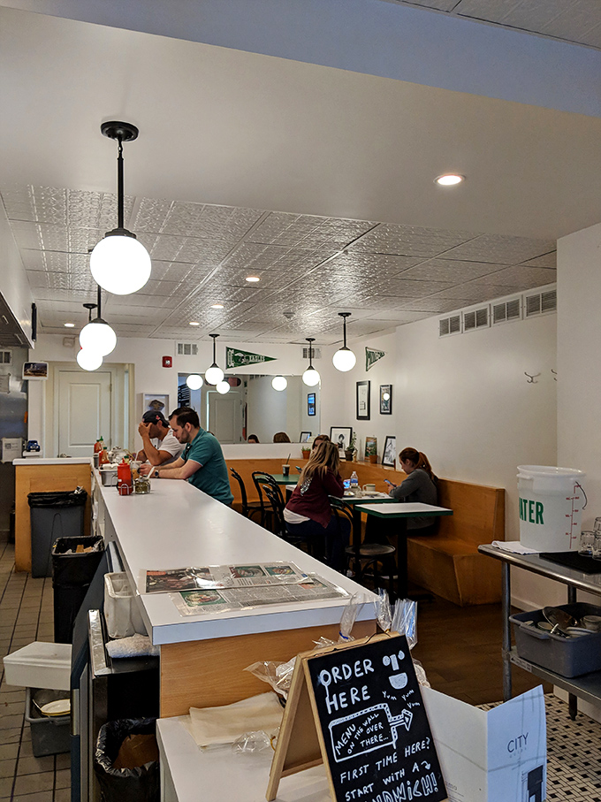 Where sandwich magic happens&mdash;diners at the counter get front-row seats to the culinary choreography behind Middle Child's creations.