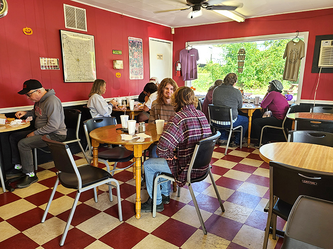 Where regulars gather to solve the world's problems over loose meat sandwiches. These ladies know the secret to happiness includes weekly Maid-Rite meetups.