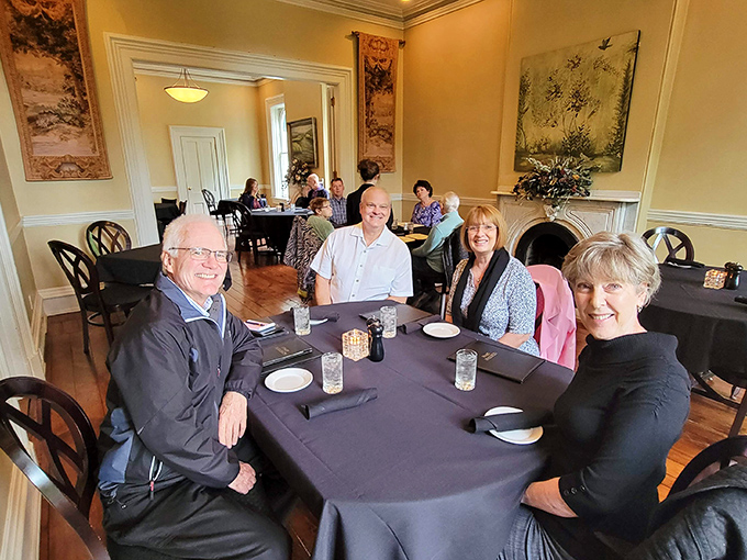 Good food tastes even better in good company. These diners know the secret to happiness: friends, conversation, and Hart Mansion's legendary cuisine.