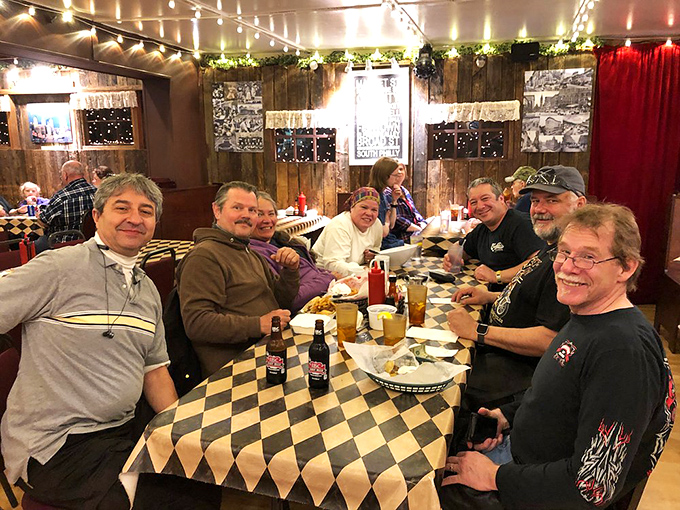 The true measure of a great eatery: happy customers making memories around a table loaded with food worth driving to the mountains for.