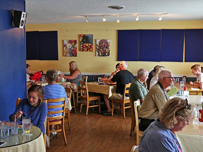 The true measure of a breakfast spot isn't just the food – it's the cross-section of humanity gathering to share in the ritual of morning sustenance.
