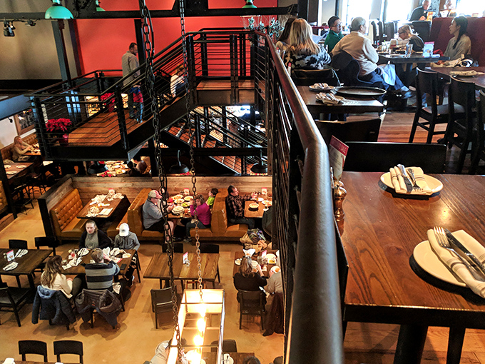 From this second-floor vantage point, you can survey the entire restaurant like a benevolent ruler of your own delicious kingdom.