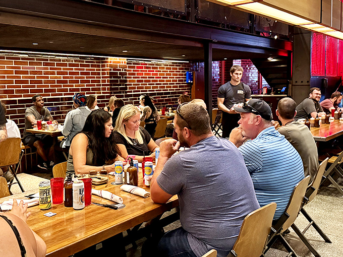 At Mabel's, BBQ isn't just a meal&mdash;it's a social event. These tables have heard more food moans than a bakery at sunrise.