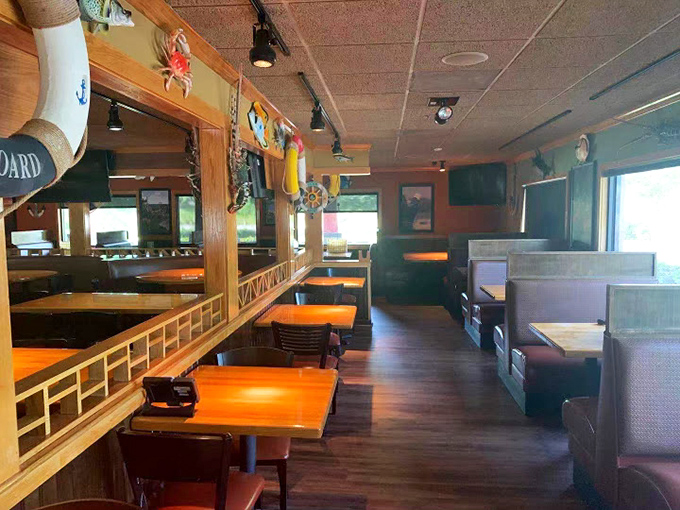 The dining area strikes that perfect balance&mdash;nautical enough to set the mood, comfortable enough to settle in for a feast.