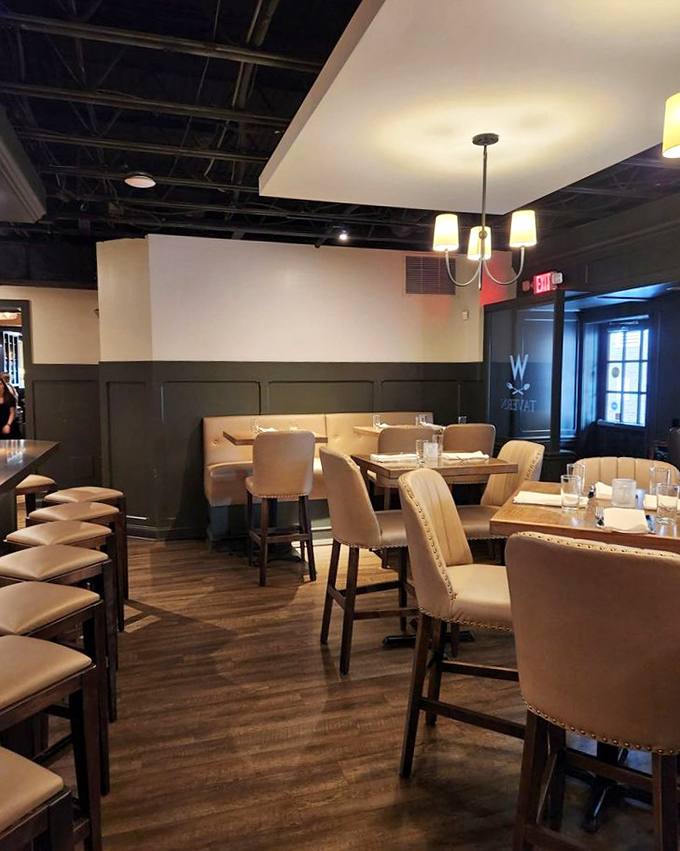 High-backed chairs that invite lingering conversations and tables spaced just right for both privacy and people-watching. Restaurant design perfection.