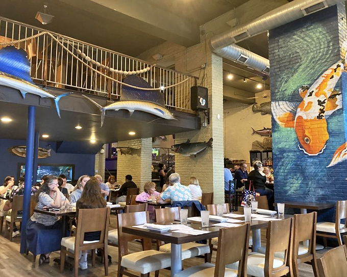 The dining room buzzes with the energy of seafood pilgrims who've found their promised land amid fish murals and satisfied smiles.