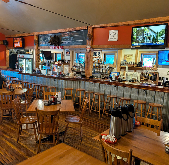 The dining area strikes that perfect balance between "come as you are" and "stay as long as you like."