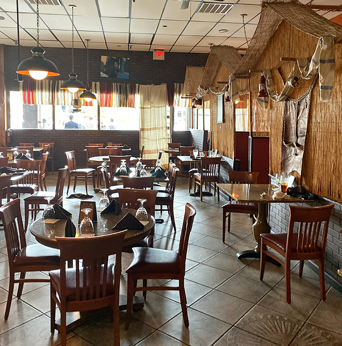 The dining room balances rustic charm with comfortable seating. Those granite tabletops have witnessed countless "oh my goodness" moments from first-time diners.