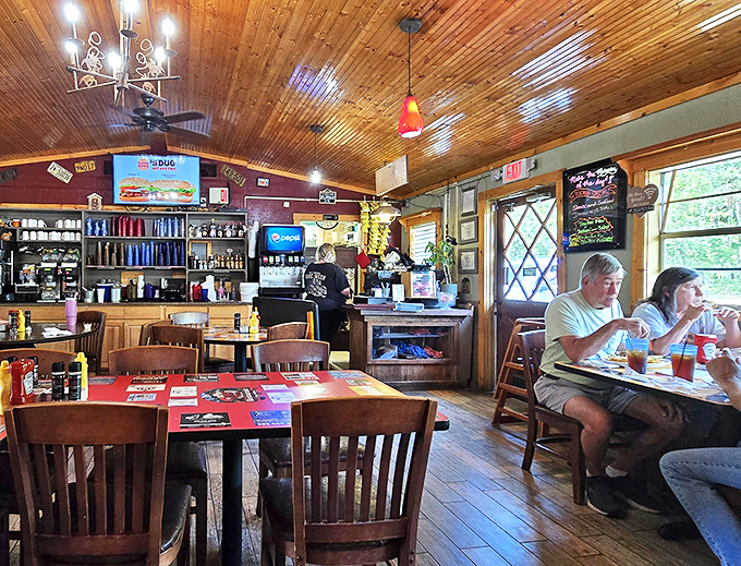 The dining room where strangers become friends over shared appreciation for generous portions.