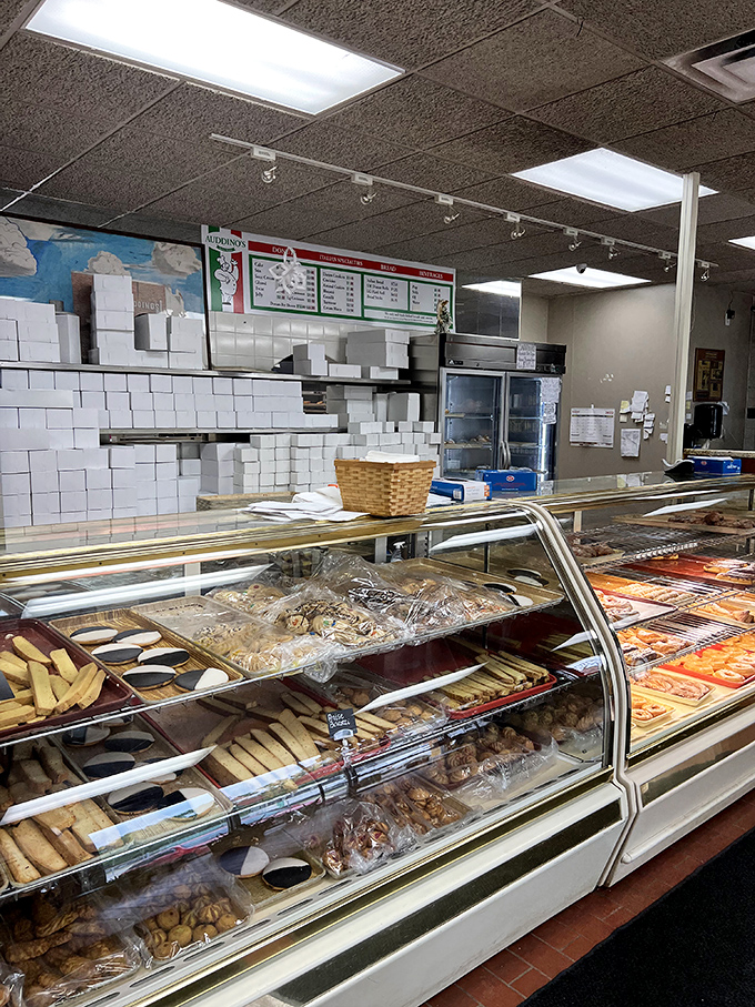 Behind this glass lies the answer to "What should we bring to dinner?" &ndash; rows of Italian cookies and pastries that have been ending family arguments for generations.