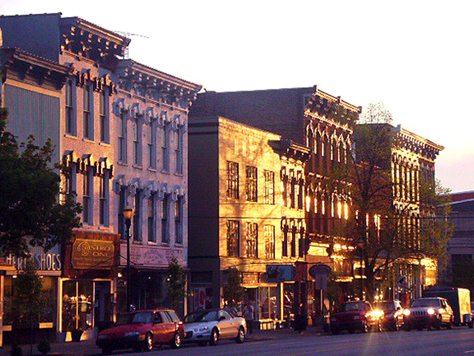 Twilight bathes Madison's historic buildings in golden hour magic. These 19th-century facades have witnessed everything from steamboat captains to selfie-taking tourists.