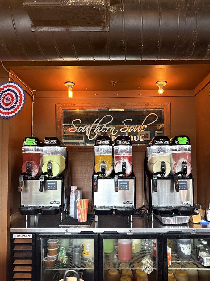 Frozen drink machines aren't just for margaritas. These colorful concoctions cool the fire of barbecue spice like tropical firefighters for your palate.