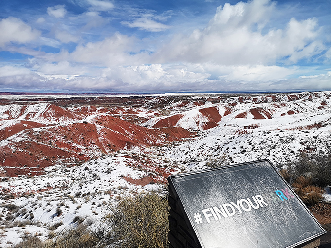Winter whites meet desert reds in this seasonal surprise. Snow dusting the Painted Desert creates contrasts that would make any photographer weep with joy. 