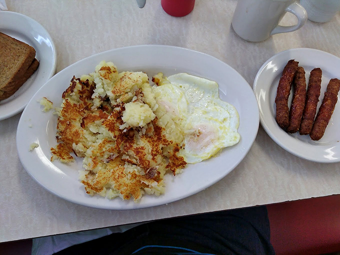 Those hash browns with eggs could solve international conflicts. At minimum, they'll solve your hunger situation decisively.