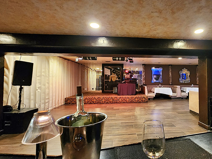 The stage is set for celebration in this elegant event space. Many a birthday wish has been made over candlelit prime rib here.