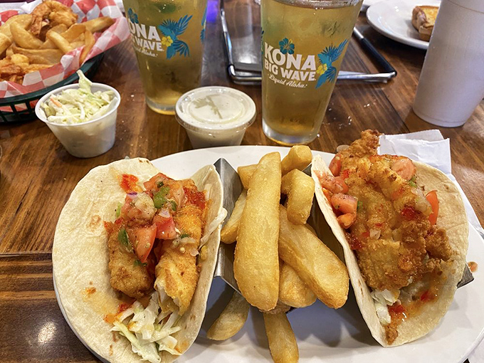 Fish tacos that tell a story of the Gulf &ndash; crispy, fresh, and vibrant. The kind of casual masterpiece that makes you question all other tacos you've ever known.