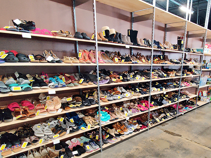 Shoe paradise or footwear museum? Either way, these shelves hold more stories than a library&mdash;each scuff mark a chapter in someone's journey.