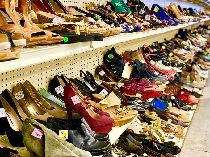 Shoe paradise stretches to the horizon&mdash;a Cinderella story waiting to happen with every color and style imaginable.