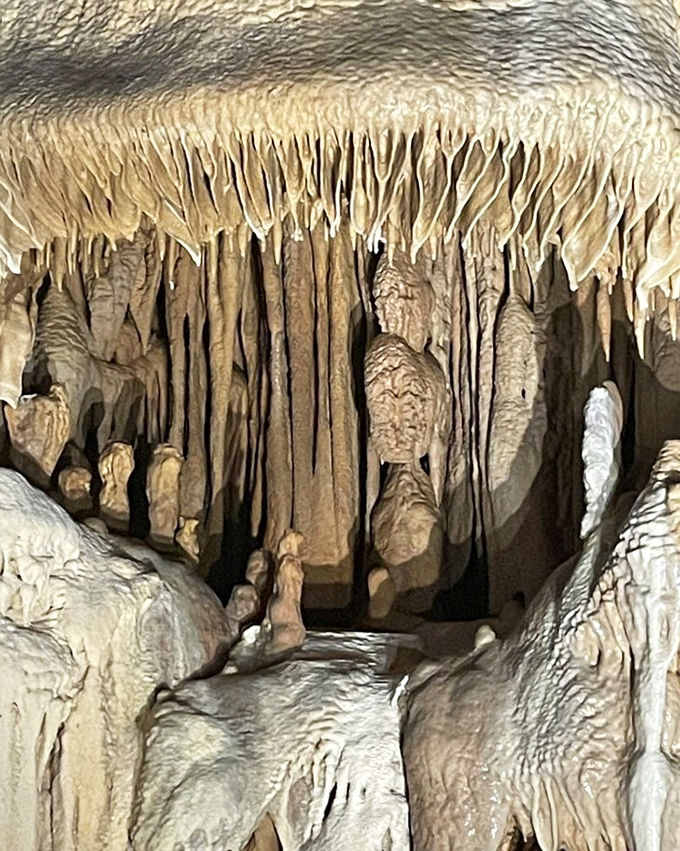 These delicate soda straws hang like nature's wind chimes. One cubic inch takes about 100 years to form&mdash;talk about slow and steady winning the race!