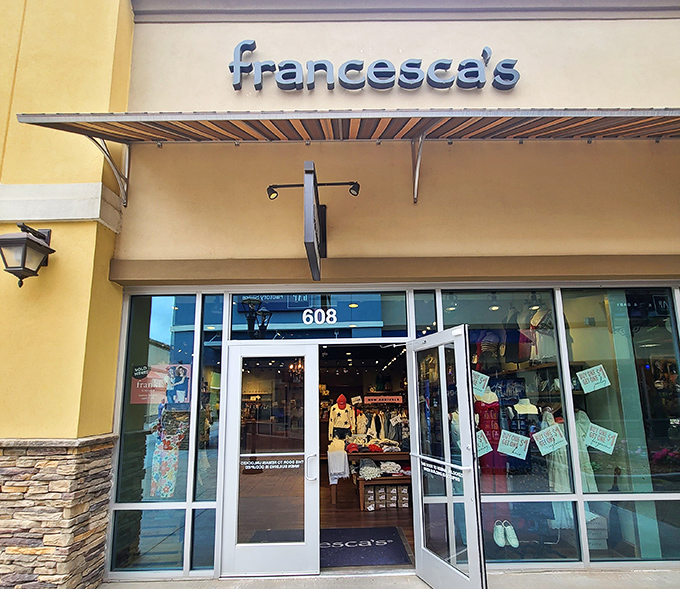 Francesca's storefront promises boutique charm without the boutique prices—a dangerous combination for willpower.